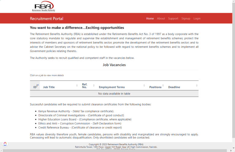 RBA - Retirement Benefit Authority